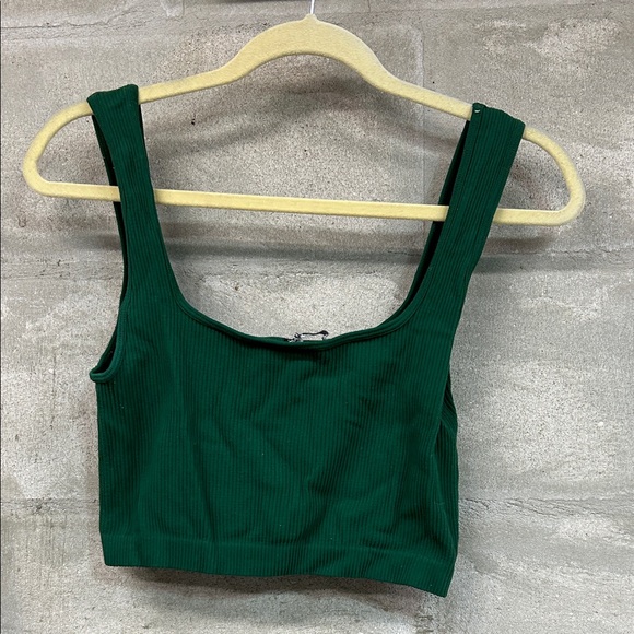 Zara | Tops | Zara Dark Green Ribbed Crop Top | Poshmark